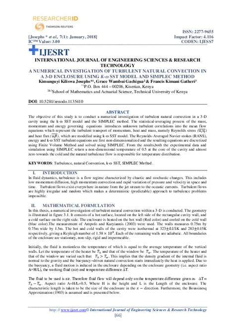 Pdf A Numerical Investigation Of Turbulent Natural Convection In A 3