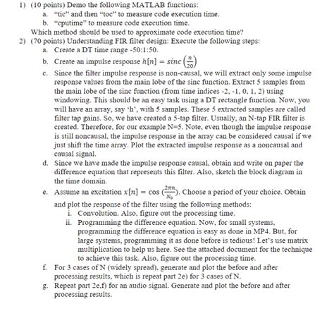 solved 10 ﻿points ﻿demo the following matlab functions