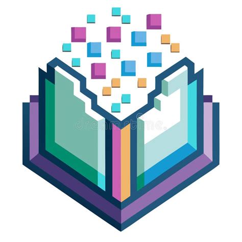 Abstract Open Book Illustration With Floating Colored Cubes Education Concept Stock Vector
