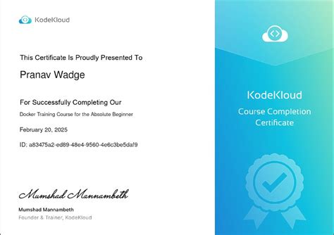 I Completed A Comprehensive Docker Training Course On Kodekloud