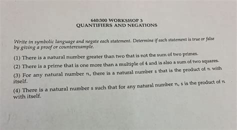 Solved WORKSHOP QUANTIFIERS AND NEGATIONS Write In Chegg