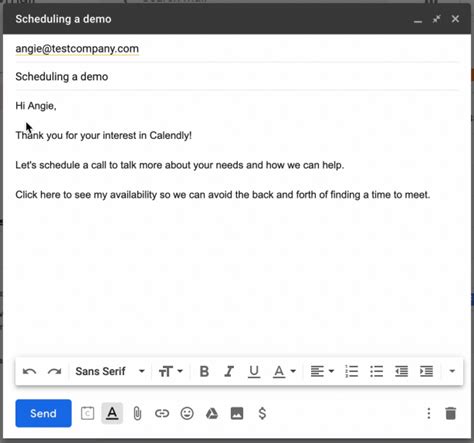 Calendly Email Template