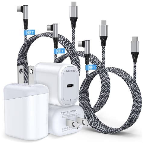 Usb C Charger Ailkin Pack Charging Block Type C With Pack Type C Cables Ft W Pd Type C
