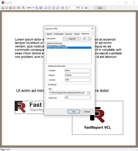 how to create and sign pdf files in delphi with multiple digital