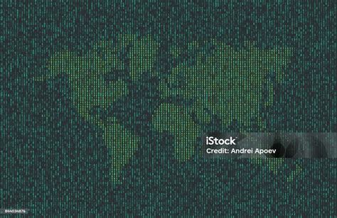 Code Hexadécimal Ordinateur Sous La Forme Dune Silhouette De La Carte Du Monde Symboles Verts