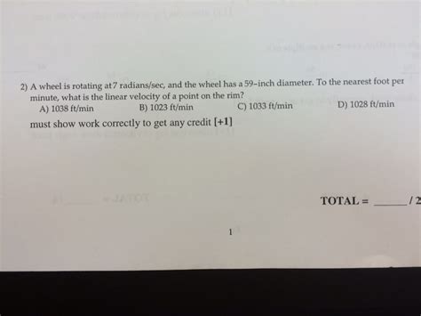 Solved 2 A Wheel Is Rotating At 7 Radians Sec And The