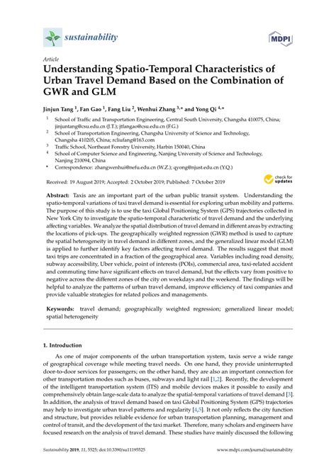 Pdf Understanding Spatio Temporal Characteristics Of Urban Travel Demand Based On The
