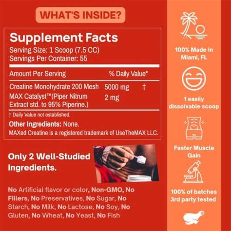 Max Creatine Monohydrate Powder Fast Absorption Muscle Gain Cognition Strength 5000mg