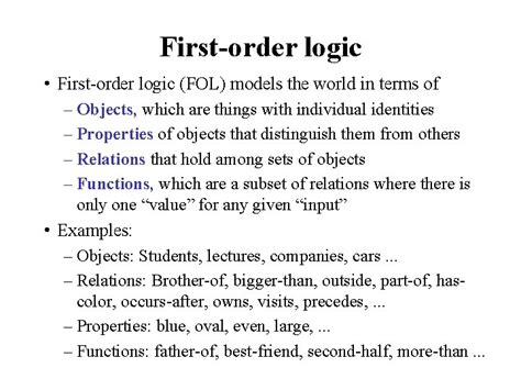 Firstorder Logic Review 1 Firstorder Logic Firstorder Logic