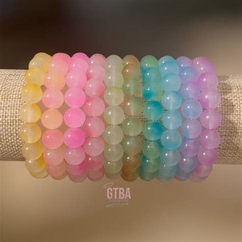 Handmade Pastel Glass Bead Bracelet Colorful Stretchy Bracelet Etsy