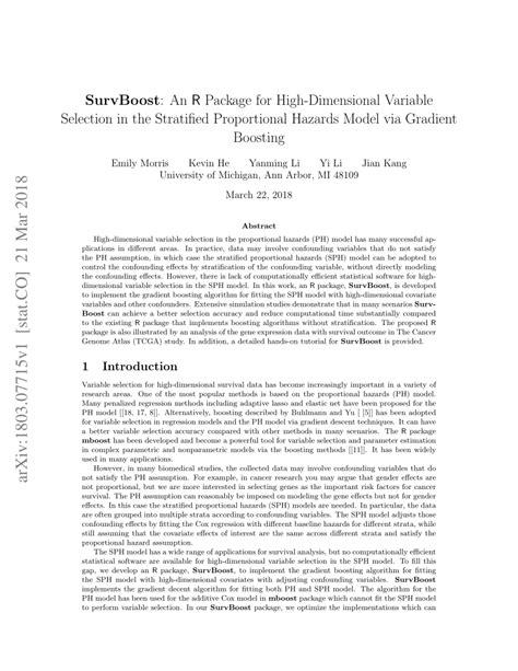 Pdf Survboost An R Package For High Dimensional Variable Selection