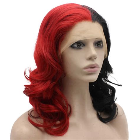 Half Black Half Red Wig