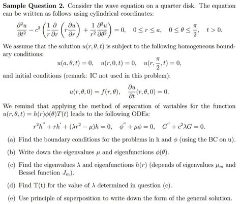 Solved Sample Question 2 Consider The Wave Equation On A Chegg Com