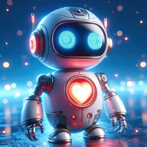 Robot With Heart In Its Chest Showing Love Stock Illustration