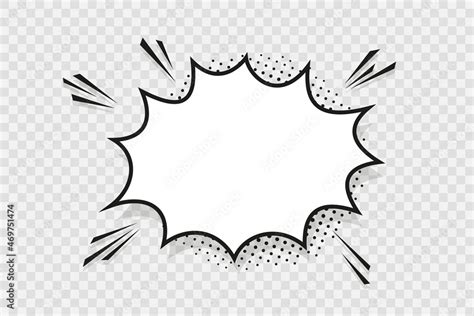Comic Speech Bubble Pop Art Balloon With Halftone Shadow Puff Shape
