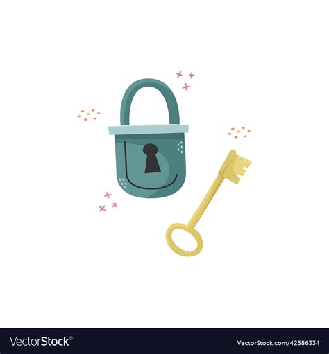 A Padlock With Key Royalty Free Vector Image Vectorstock