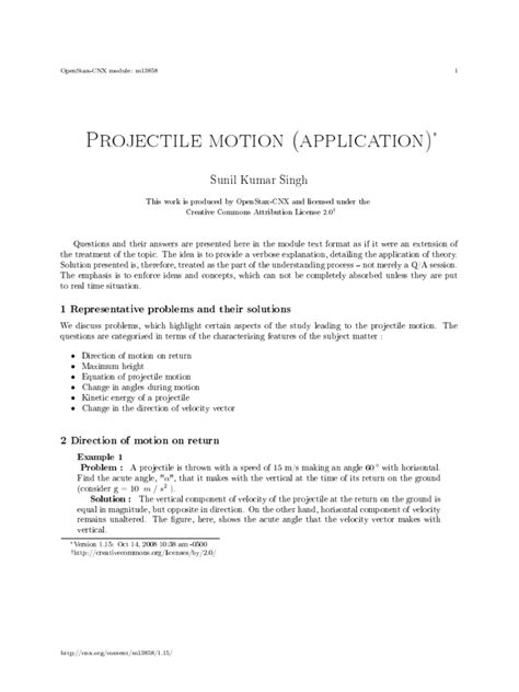 projectile motion application sunil kumar singh pdf projectiles