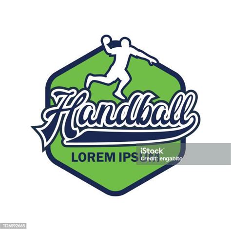 귀하의 슬로건에 대 한 텍스트 공간 핸드볼 휘장 태그 라인 벡터 일러스트 레이 션 핸드볼 팀 스포츠에 대한 스톡 벡터 아트 및 기타 이미지 핸드볼 팀 스포츠