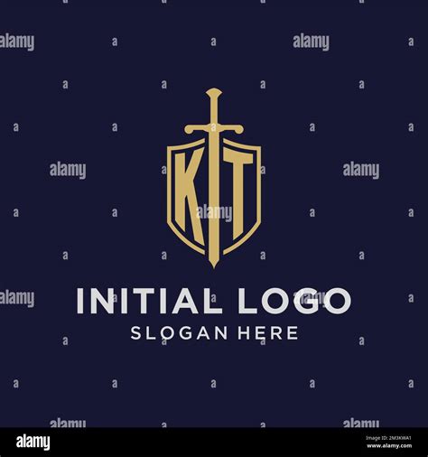 Kt Logo Initial Monogram With Shield And Sword Design Ideas Stock Vector Image And Art Alamy
