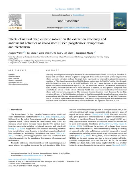 Pdf Effects Of Natural Deep Eutectic Solvent On The Extraction Efficiency And Antioxidant
