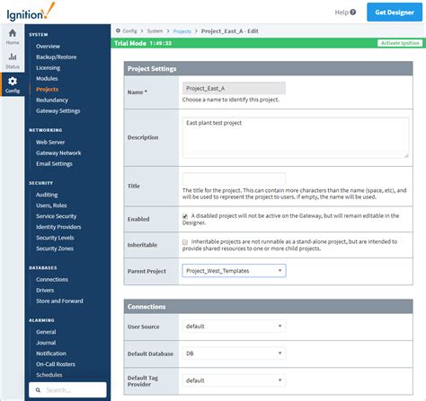 Project Settings Ignition User Manual