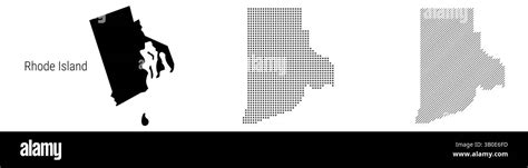 Rhode Island Detailed Silhouette Map Dotted Pattern And Slanted Parallel Lines Pattern