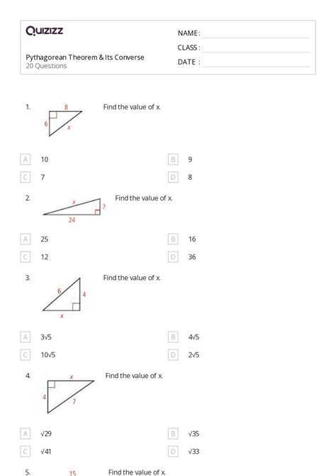 50 converse pythagoras theorem worksheets on quizizz free and printable