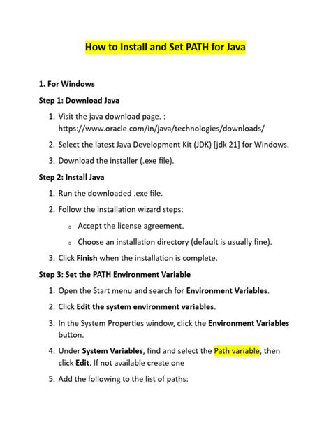 How To Install And Set Path For Java Pdf Java Programming Language