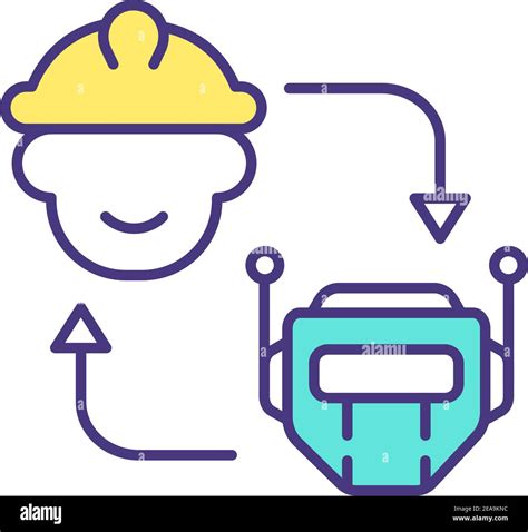 humans and ai working together rgb color icon stock vector image and art