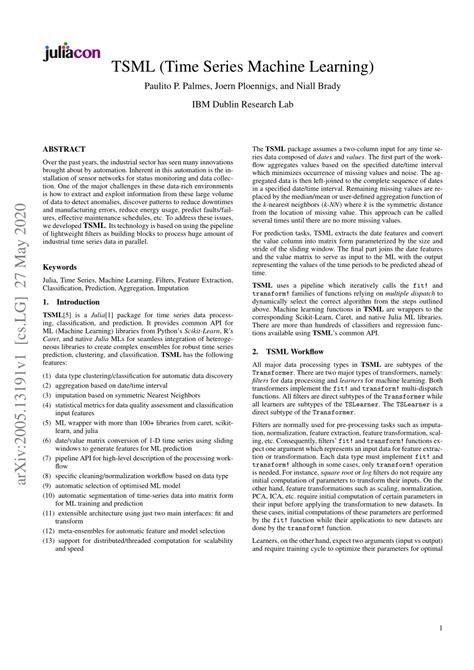Pdf Tsml Time Series Machine Learnng