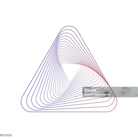 추상적인 소용돌이 기호 트위스트 와이어프레임 터널 곡선 파란색 빨간색 그라데이션 모양입니다 빛나는 색깔의 삼각형을 기술 단일 이미지에 대한 스톡 벡터 아트 및 기타 이미지