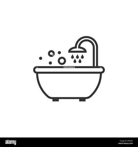Bath Shower Icon In Flat Style Bathroom Hygiene Vector Illustration On