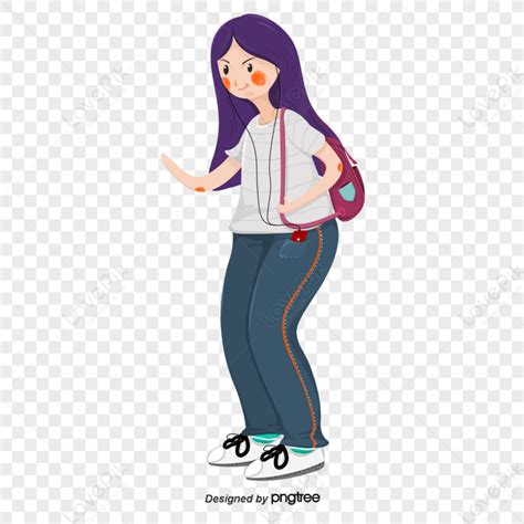 만화 일러스트 스타일 여자 숄더 이어폰휴가음악 Png 일러스트 무료 다운로드 Lovepik