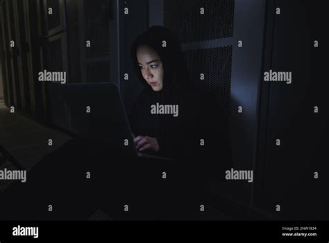 Night Hacker And Programming With Woman And Laptop For Coding