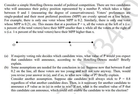 Solved Consider A Simple Hotelling Downs Model Of Political