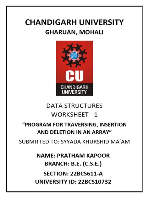 Data Structures Worksheet 1 Pdf