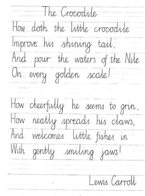 A Handwritten Poem By Lewis Carroll About How To Drink Chocolate Milk In The Morning