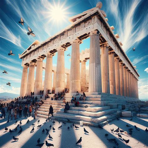 Parthenon Athens Greece Greek Ancient Places Ai Generated Stock