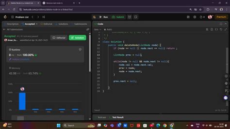 🚀 Day 82 Of 100daysofcode — Leetcode 237 Delete Node In A Linked List Aman Kumar