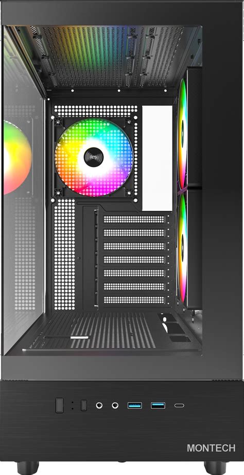 Montech Xr Black Rgb Tempered Glass Black Atx Mid Tower Desktop Chassis Wootware