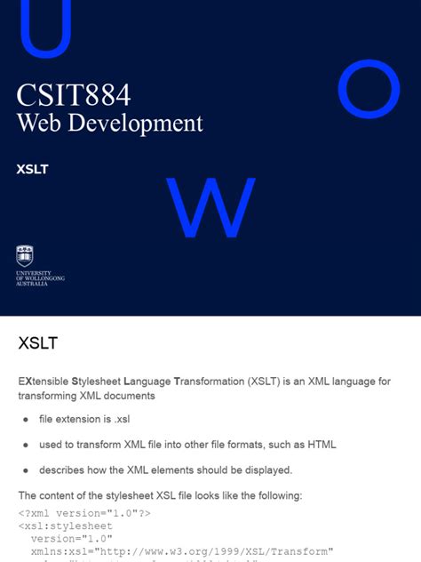 Csit884 L08a Xslt Pdf Xslt Data Serialization Formats