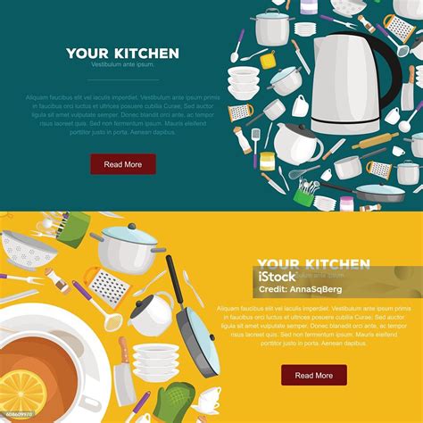 가정 및 레스토랑 주방용품 배너 세트 요리 장비 주방 용품 0명에 대한 스톡 벡터 아트 및 기타 이미지 0명 개체 그룹 검은색 Istock