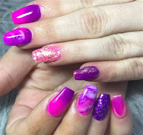 71 Purple And Pink Glitter Nails Mrsfivecent