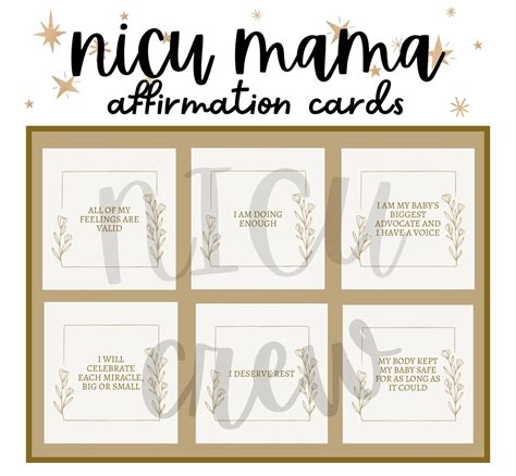 Nicu Mama Affirmation Cards Nicu Affirmation Cards New Mom