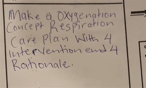 Solved Make A Oxygenation Concept Respiration Care Plan With