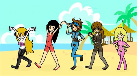 Rule 34 5girls Ann Glerr Areolae Assistant Rhythm Heaven Barefoot Beach Black Hair Blonde