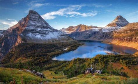 Nature Landscape Forest Glacier National Park Montana Lake