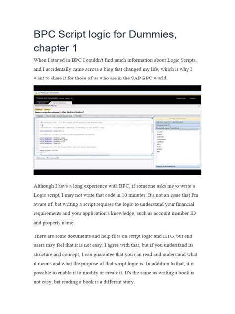 Bpc Script Logic For Dummies Pdf Scope Computer Science Forecasting