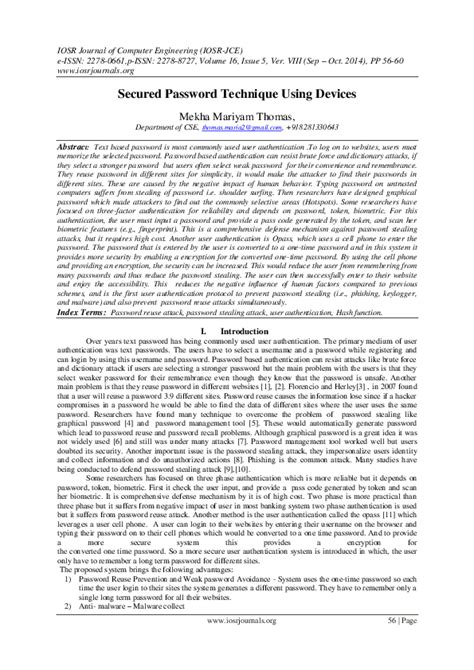 Pdf Secured Password Technique Using Devices