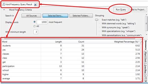 Generating Nvivo Word Frequency Query